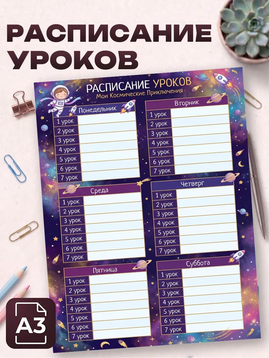 Расписание уроков для девочек космос