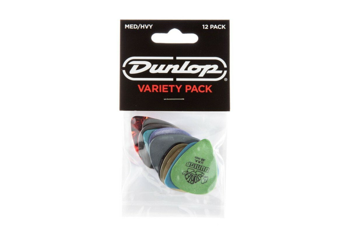DUNLOP PVP102 Variety 12Pack набор из 6 видов популярных медиаторов средние/ жесткие, 12 шт. Ассорти медиаторов разных калибров