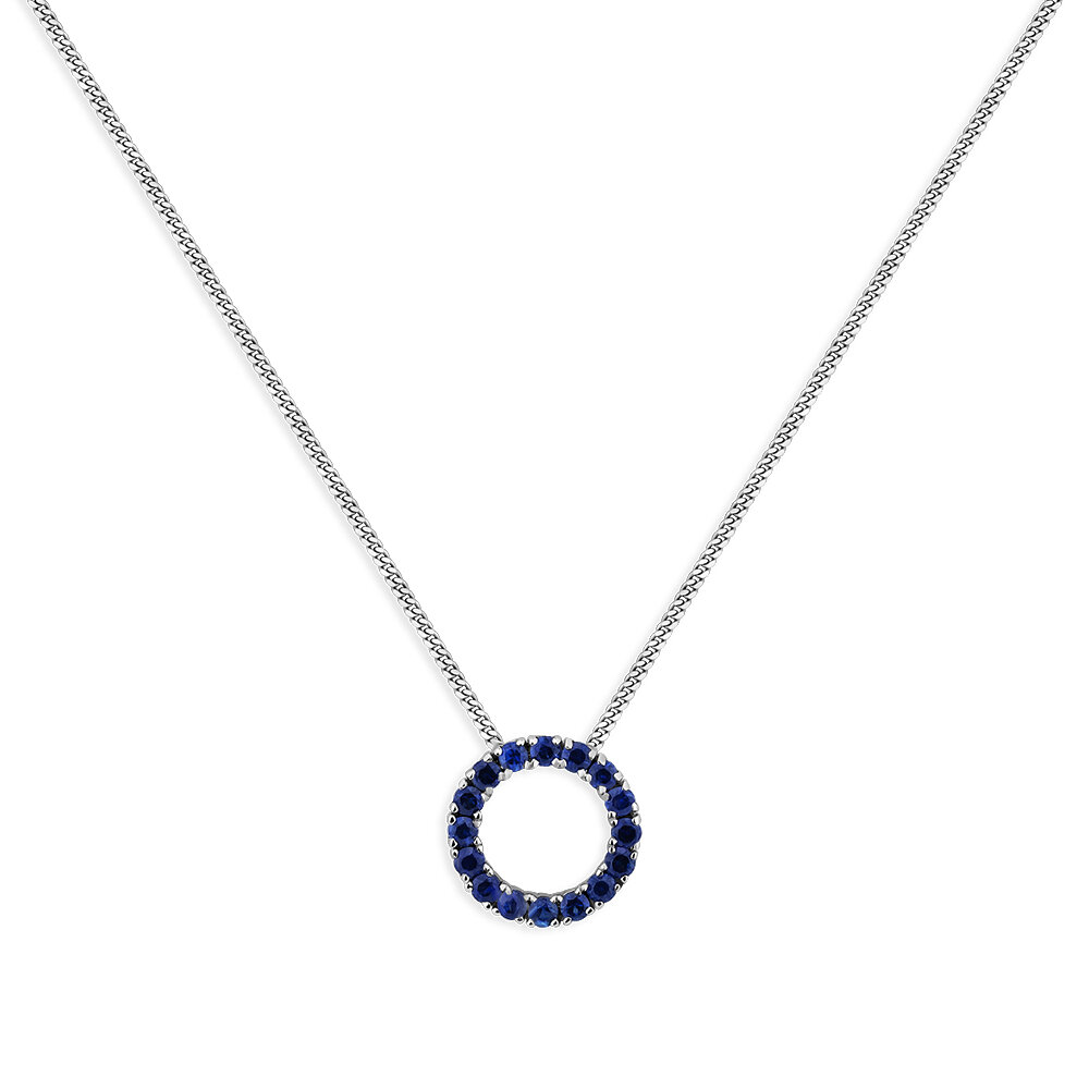 Колье, белое золото, 585 проба, сапфир