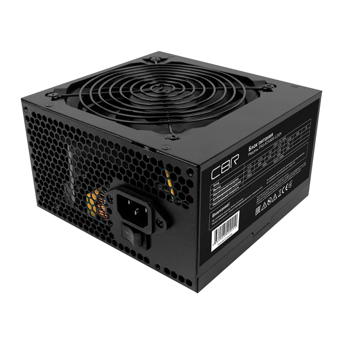 Блок питания CBR ATX 400W 80+ Bronze, DC-DC, APFC, (PSU-ATX400-12GM) черный