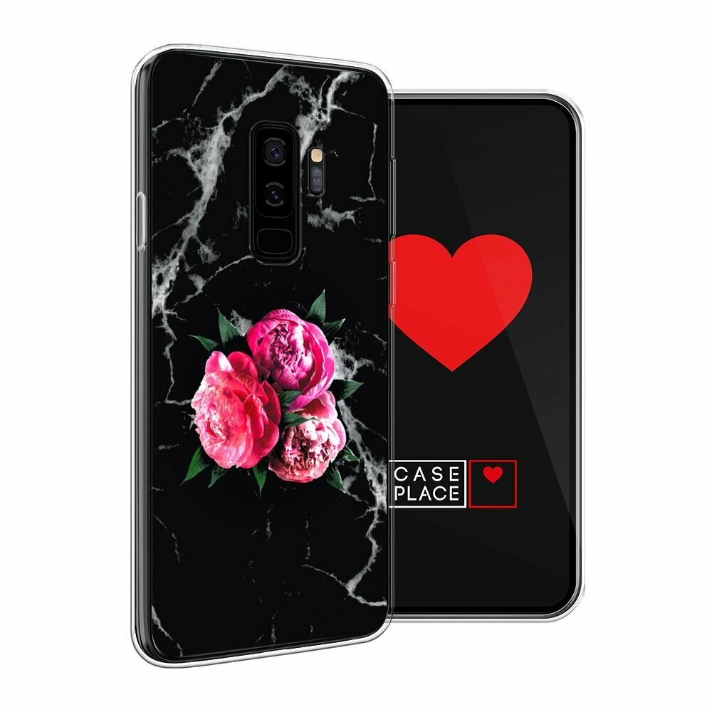 Чехол на Samsung Galaxy S9 + / Самсунг Галакси С9 Плюс с принтом "Букет на черном мраморе" — фото 1