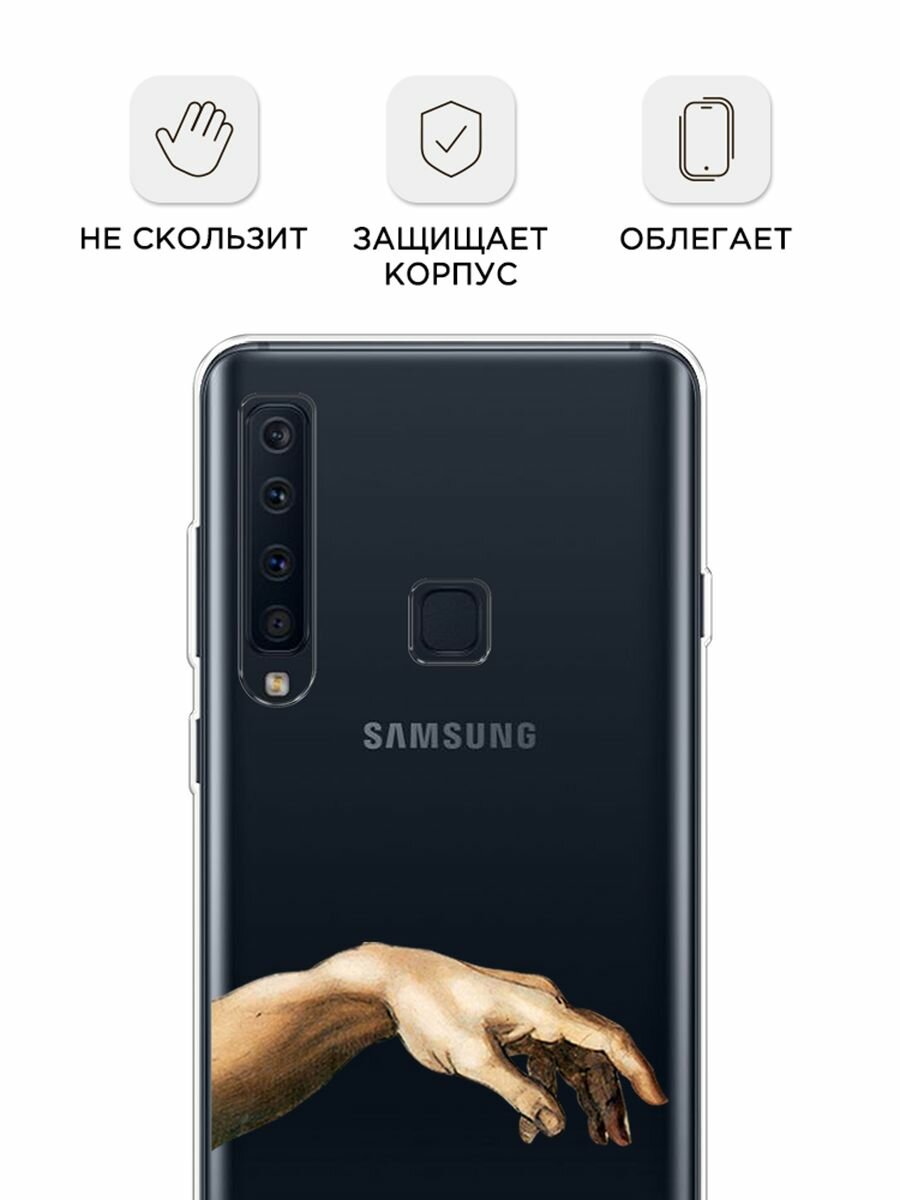 Чехол на Samsung Galaxy A9 2018 / Самсунг Галакси А9 2018 с принтом Creazione di Adamo 1, прозрачный — фото 1