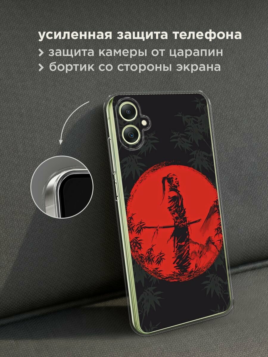Чехол на Samsung Galaxy A06 / Самсунг Галакси А06 с принтом "Самурай на красном фоне" — фото 1
