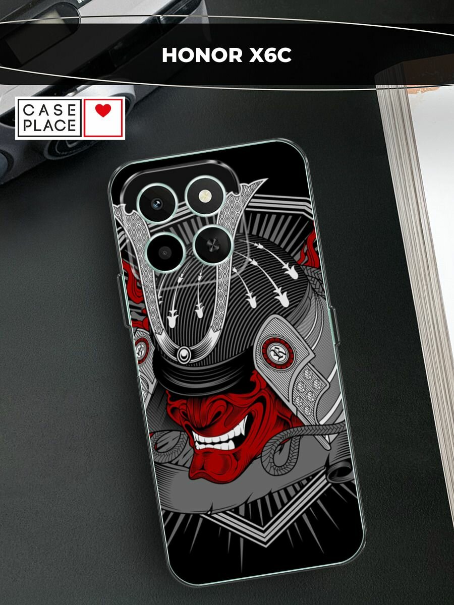 Чехол на Honor X6c / Хонор X6c с принтом "Красная маска самурая"