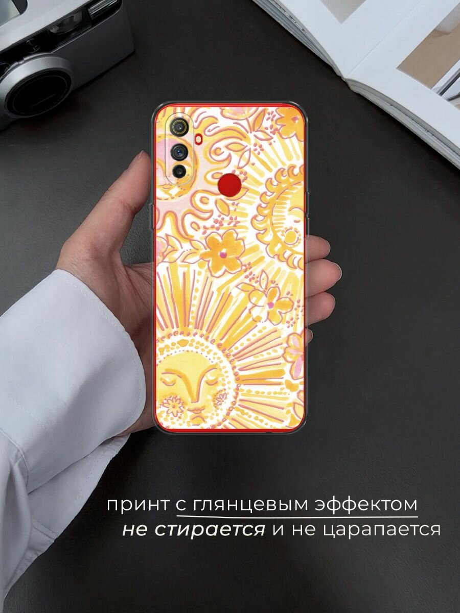Силиконовый чехол на Realme C3 / Реалми C3 с принтом "Яркое солнце" — фото 1