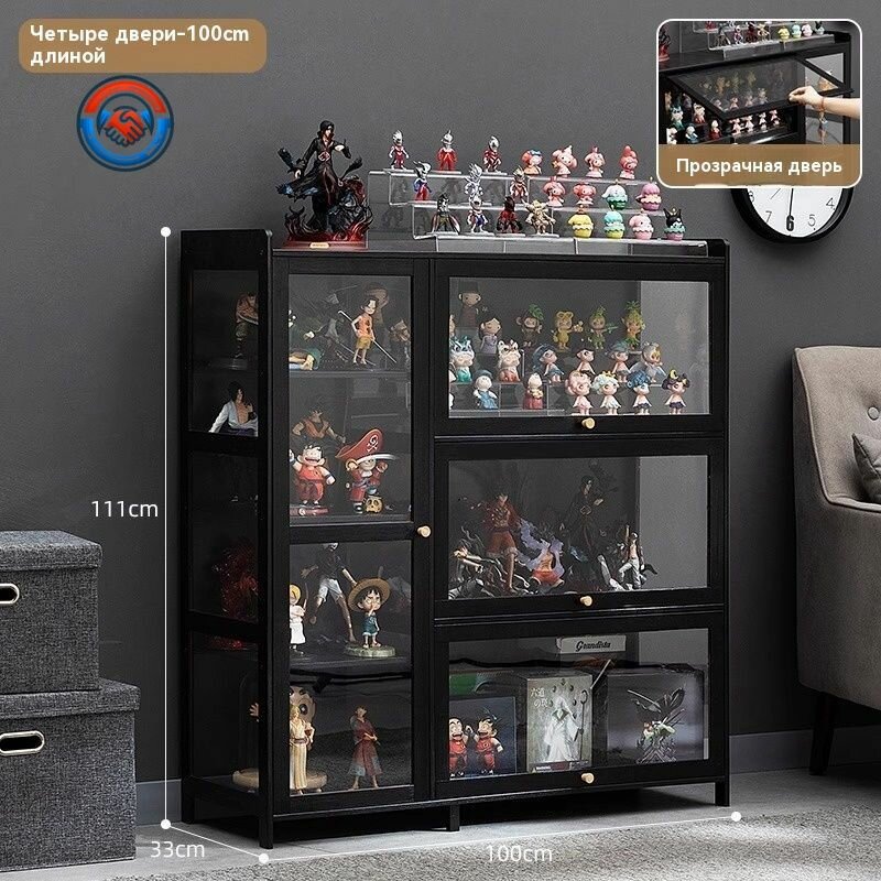 Витринный шкаф для кухни и гостиной, стеклянный демонстрационный шкаф с полками для красивой сервировки и хранения посуды