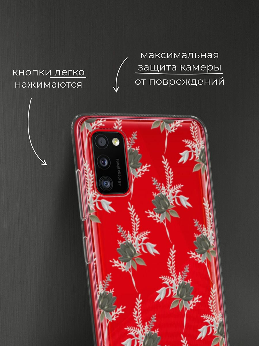 Чехол на Samsung Galaxy A41 / Самсунг Галакси А41 с принтом "Паттерн цветы сепия" — фото 1