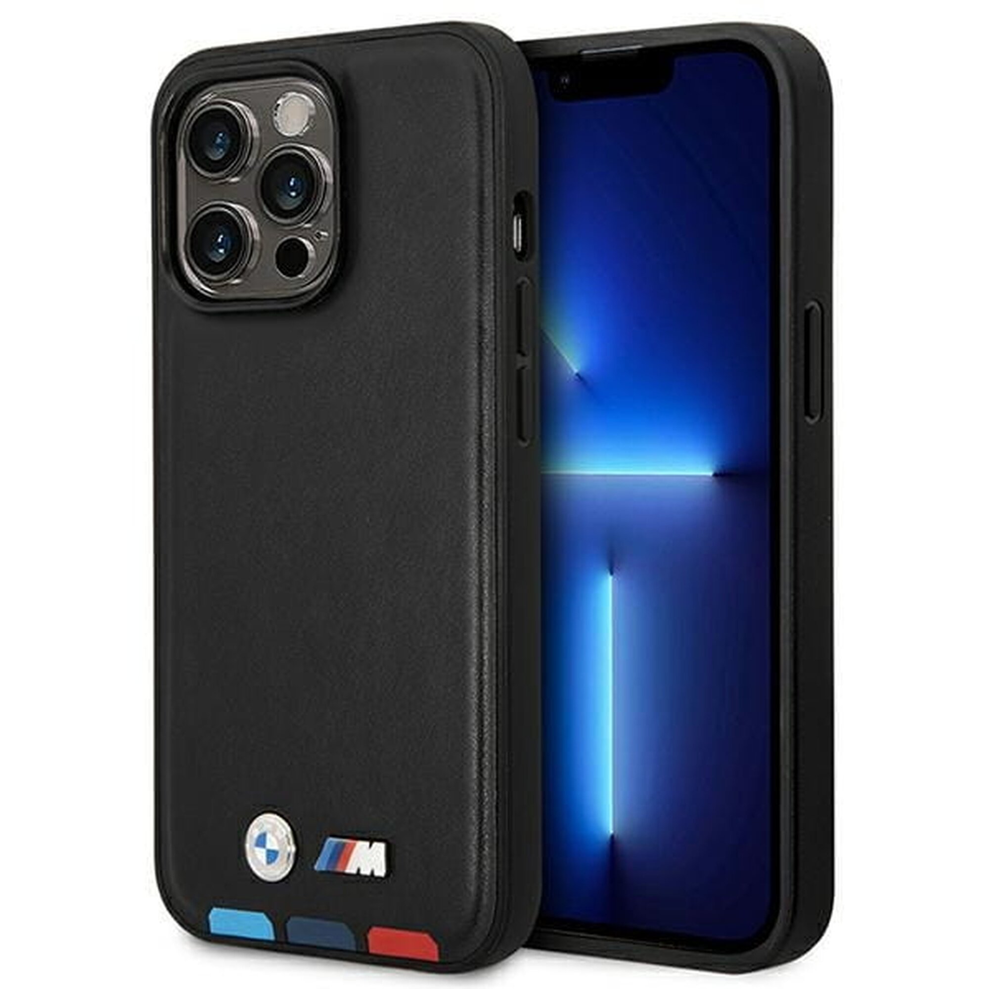 Чехол BMW M для iPhone 14 Pro 6,1 дюйма, черный кожаный с принтом Magsafe -BMHMP14L22PTDK