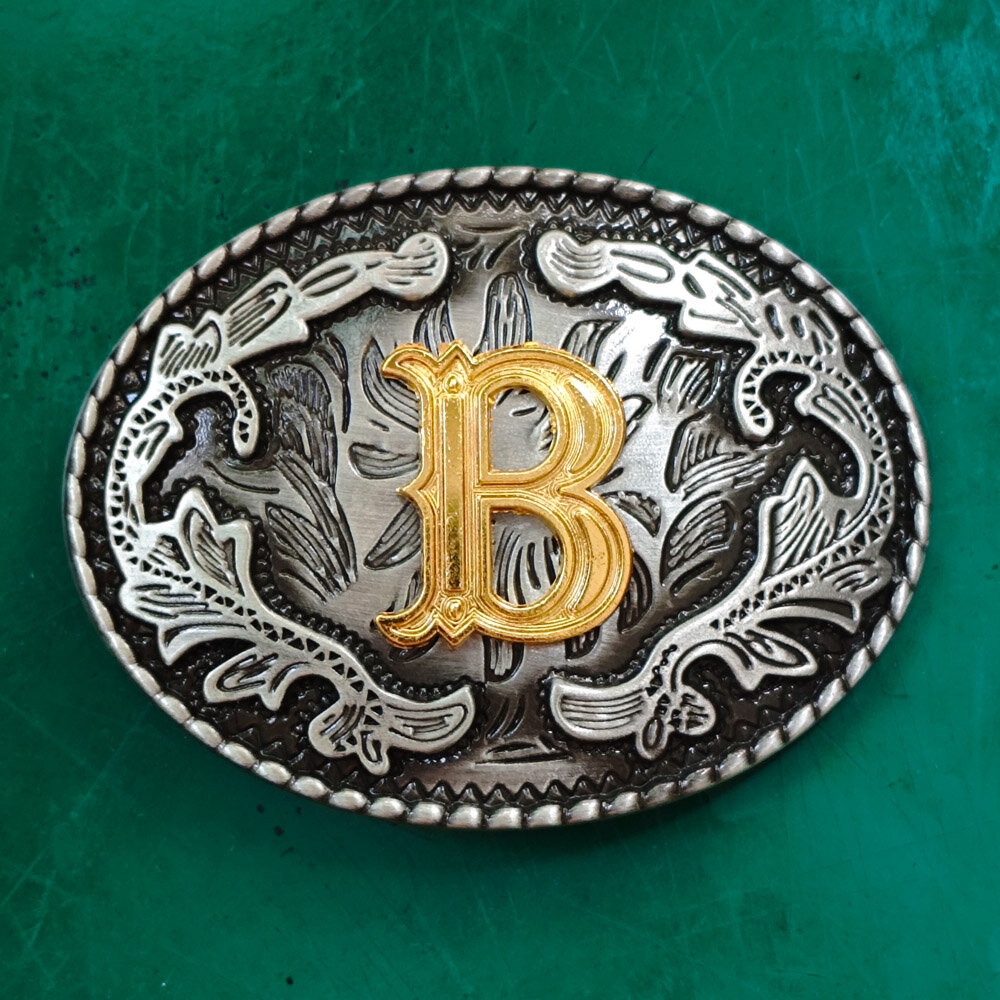 Пряжка декоративная для ремня с буква "B" бляха для ремня 40мм металлическая