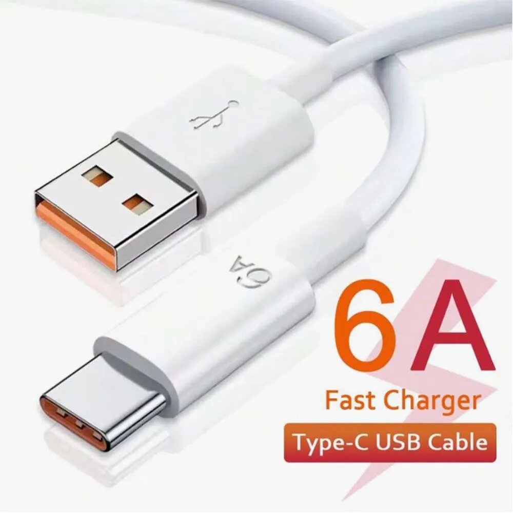 6A USB A to Type C Кабель для быстрой зарядки данных Шнур USB-C, совместимый с Samsung GalaxyS24 S23 S22 Huawei P60 Телефон Быстрый провод 2 м 1 м