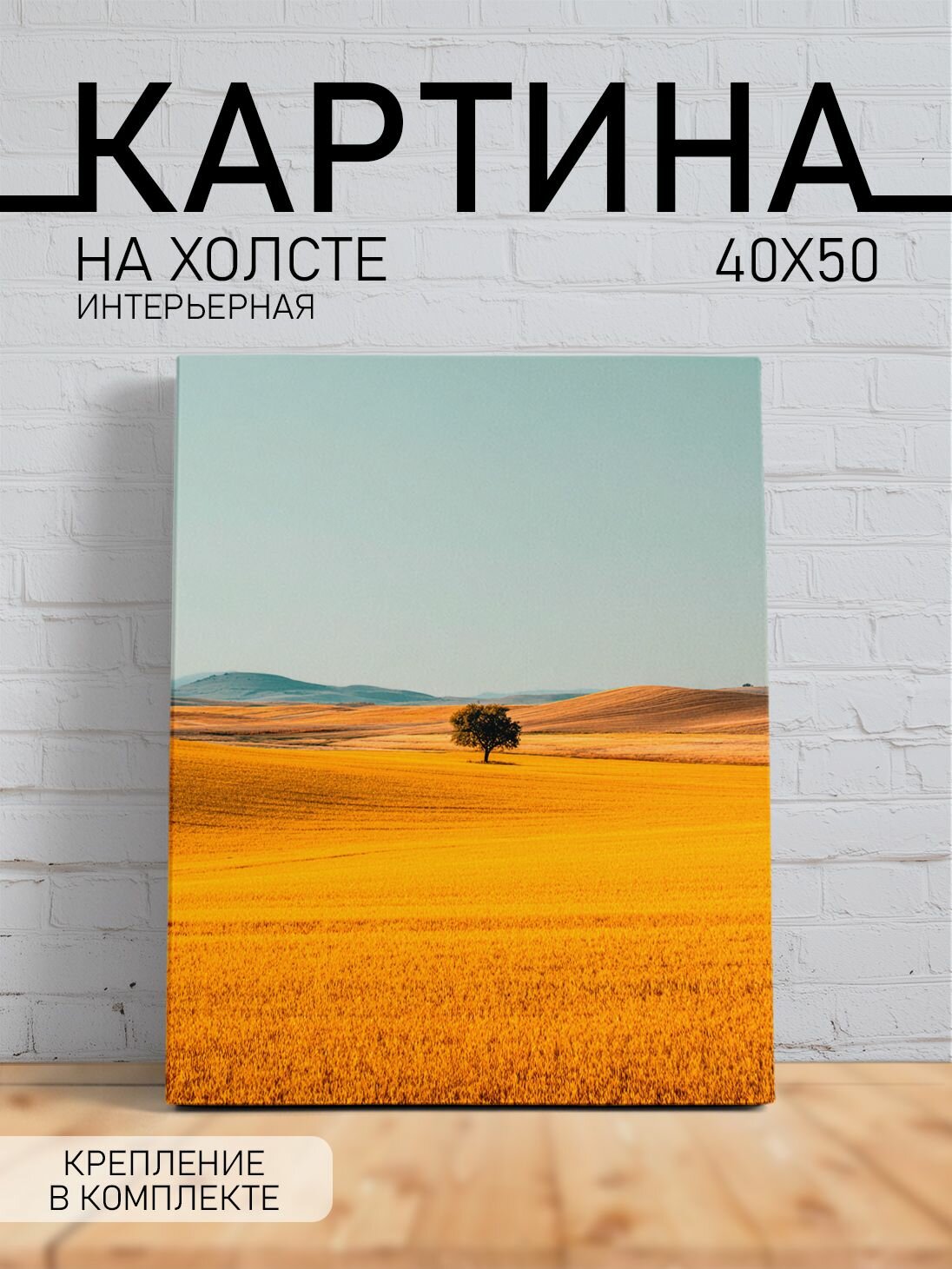 Картина на стену для интерьера на холсте с подрамником "Природа. Поле", 40х50 см