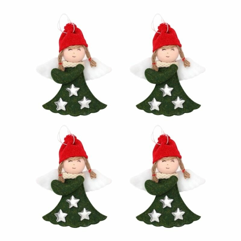 1 набор из 4 рождественских украшений креативные крылья ангела кулон-зеленый