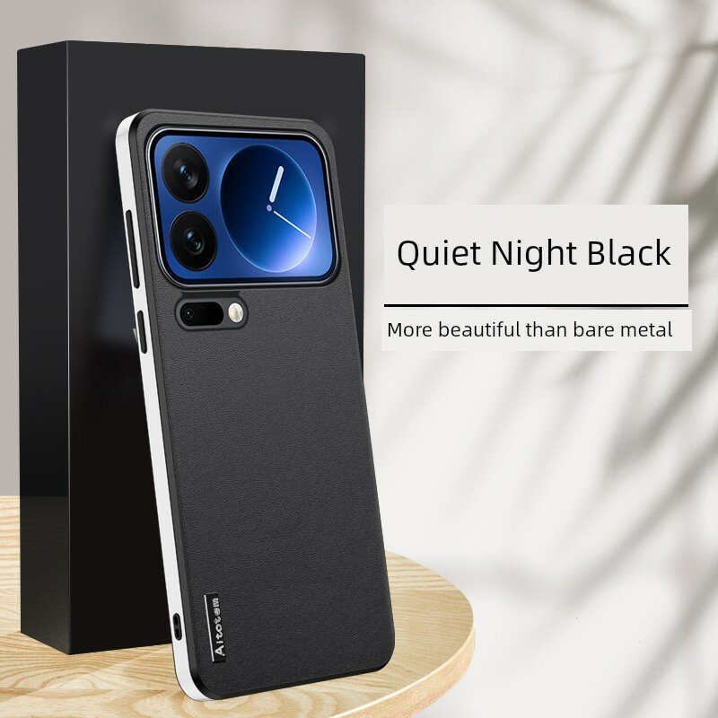 Xiaomi 17 Pro Полная защита от ударов кожаный чехол в цвете Ночной Черный - Премиум чехол