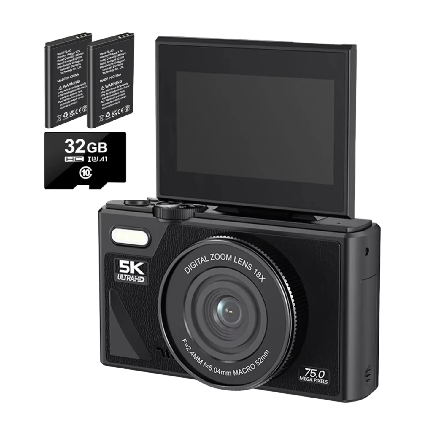 Цифровая Камера: 4K Видео 64 Мп Фото С Поворотным Экраном - Цифровое Увеличение 18x Для Блогеров И Селфи