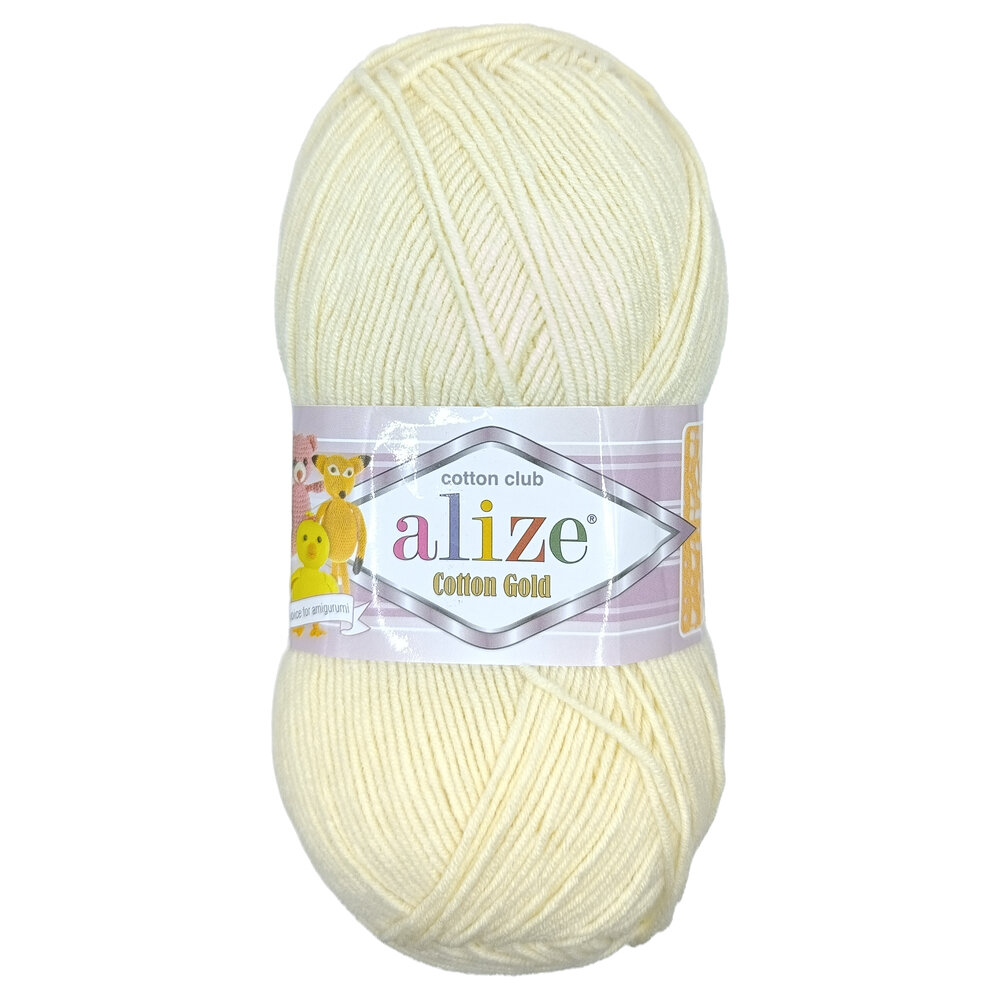 Пряжа для вязания Alize Cotton gold 01 молочный 5 шт 100 гр/330 м 55% хлопок, 45% акрил