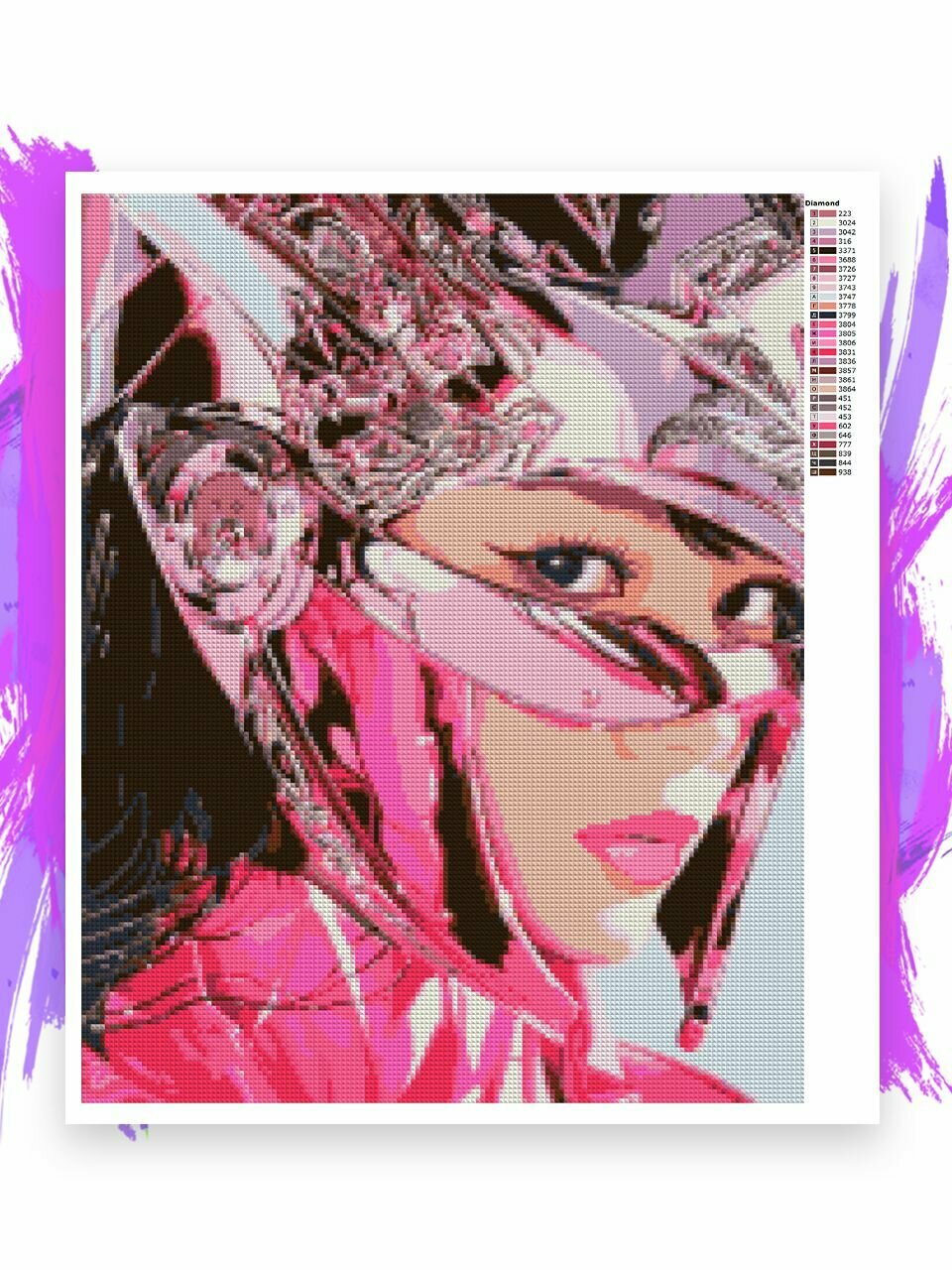 Алмазная мозаика без подрамника - вышивка - Cyber Motogirl 2 40 х 50 см