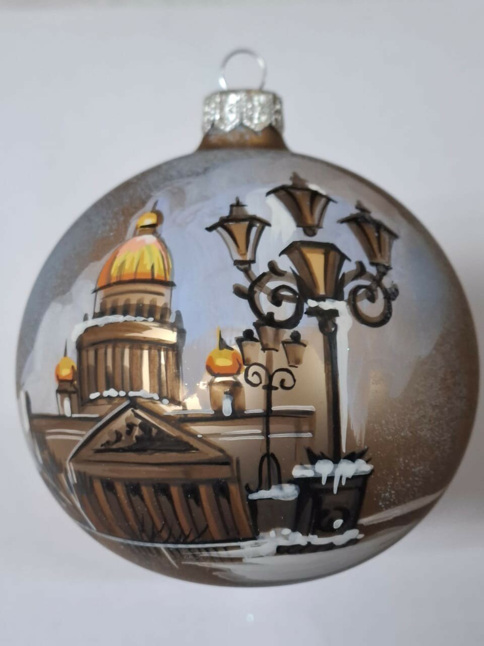 Шар на елку "СПб. Исакиевский собор" 10см, коричневый