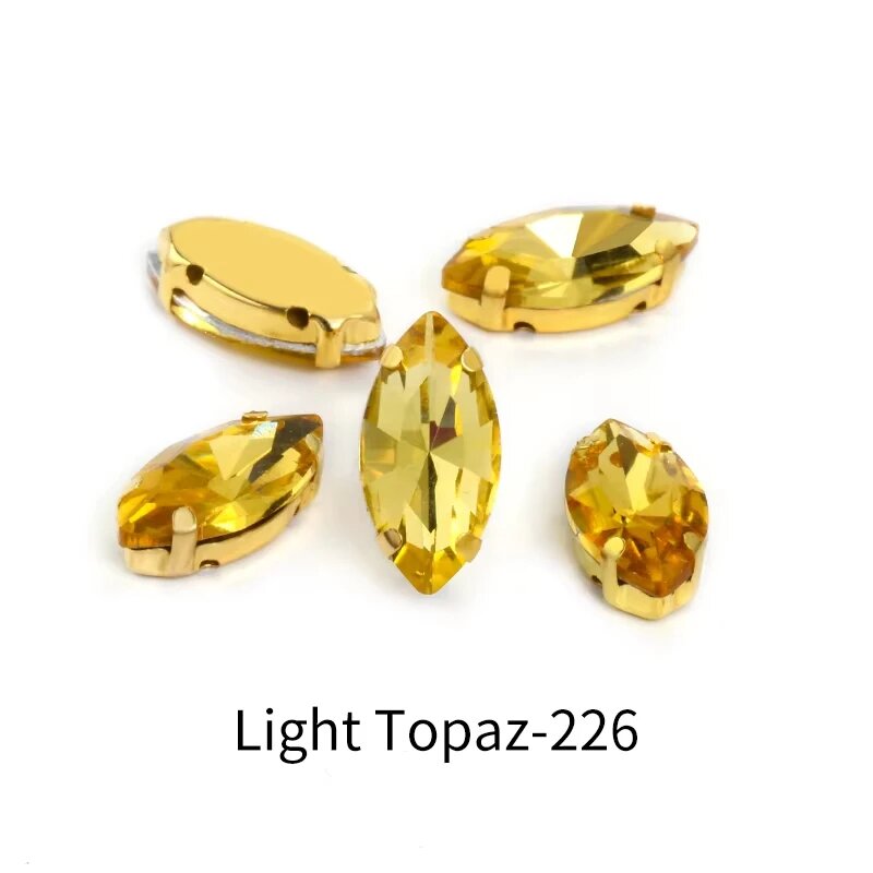 Стразы Light Topaz-226, 7x15 мм, золотистые, 50 шт