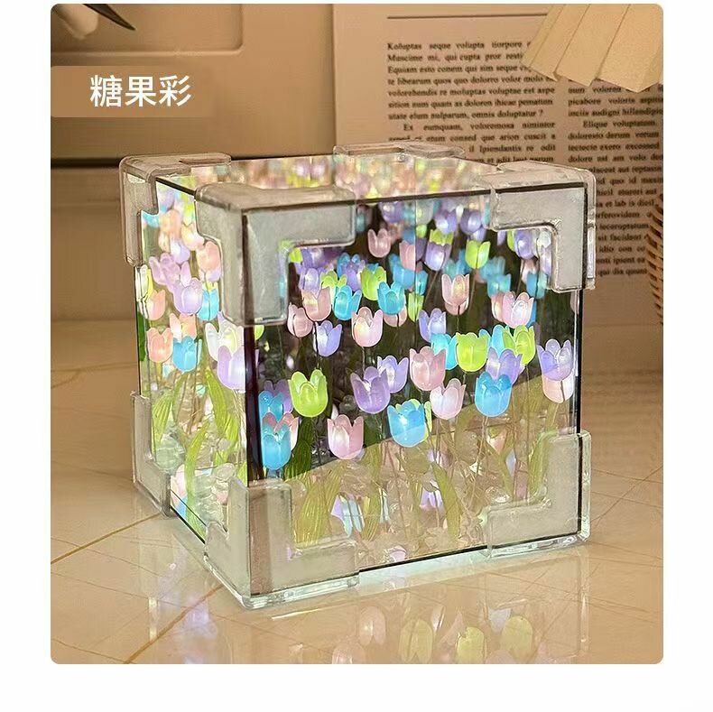 Unlimited tulip lamp, tulip bucket lamp, tulip mirror, night light, bedroom dining table decoration, living room