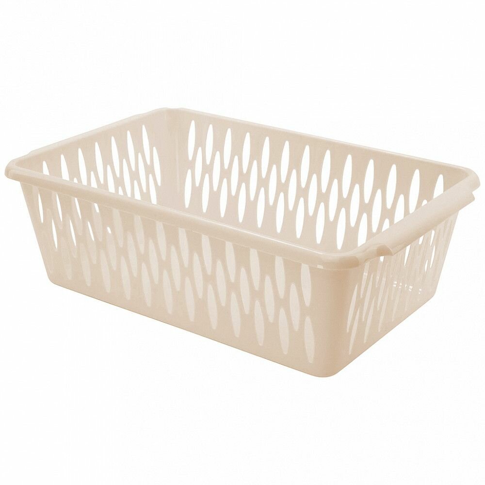 Корзина для хранения Plast team "Keeplex", пластмассовая, M, 30х19,5х9,5 см, цвет Бежевый топаз