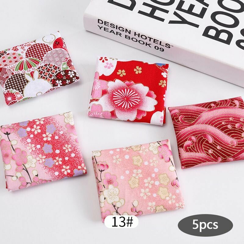 Набор ткани для пэчворка и рукоделия, 5 лоскутов японского хлопка 25х20 см, узоры горячего штампа для кукольной одежды, аксессуаров и аппликаций, комплект для творчества и ручного шитья