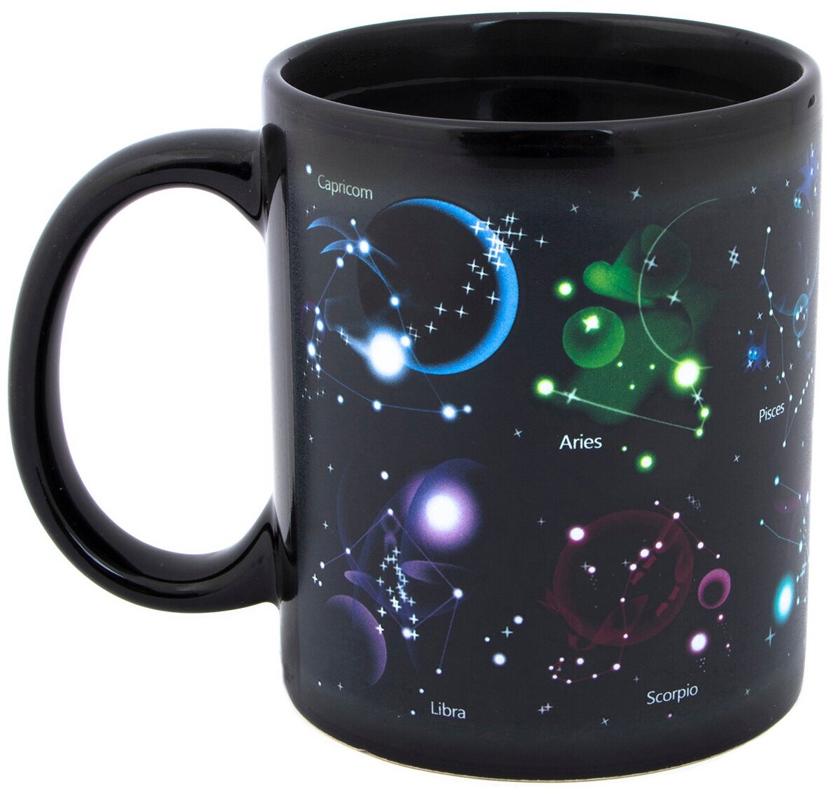Кружка хамелеон Разогрей Созвездия 300 мл, черная, чашка для чая, меняет цвет, рисунок, мужская подарочная на 23 февраля