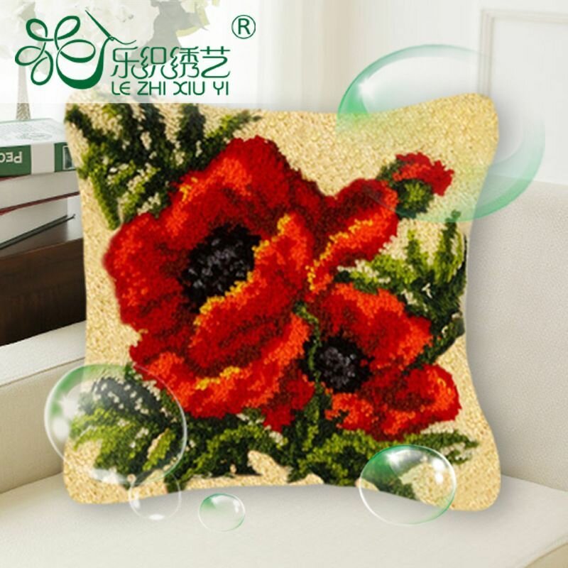 Ковровая вышивка набор для вышивания подушки /Красивые цветы/размером 43х43 см