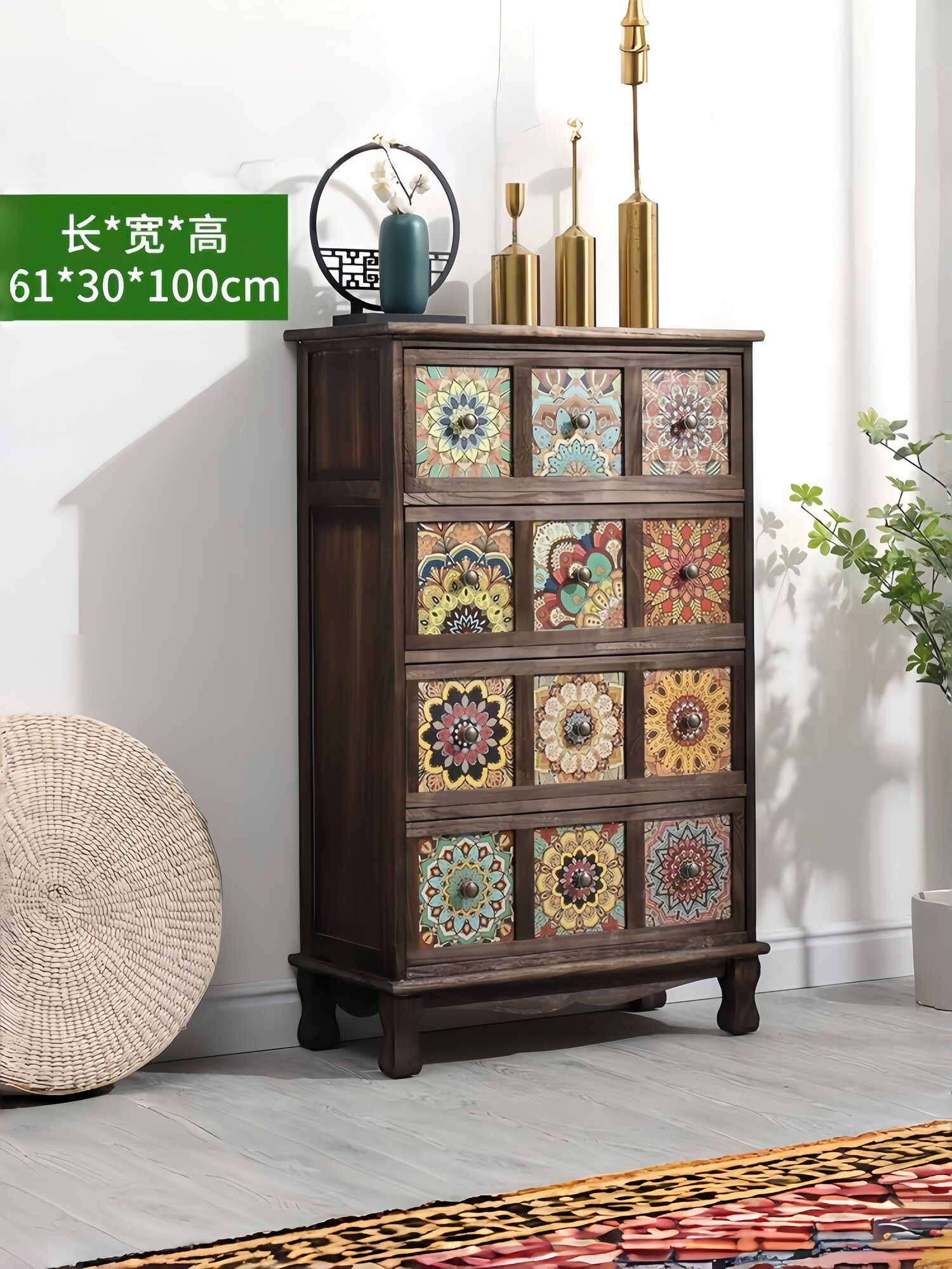 Запирающиеся шкафчики из массива дерева в европейском стиле в стиле ретро, окрашенные балконные запирающиеся шкафчики