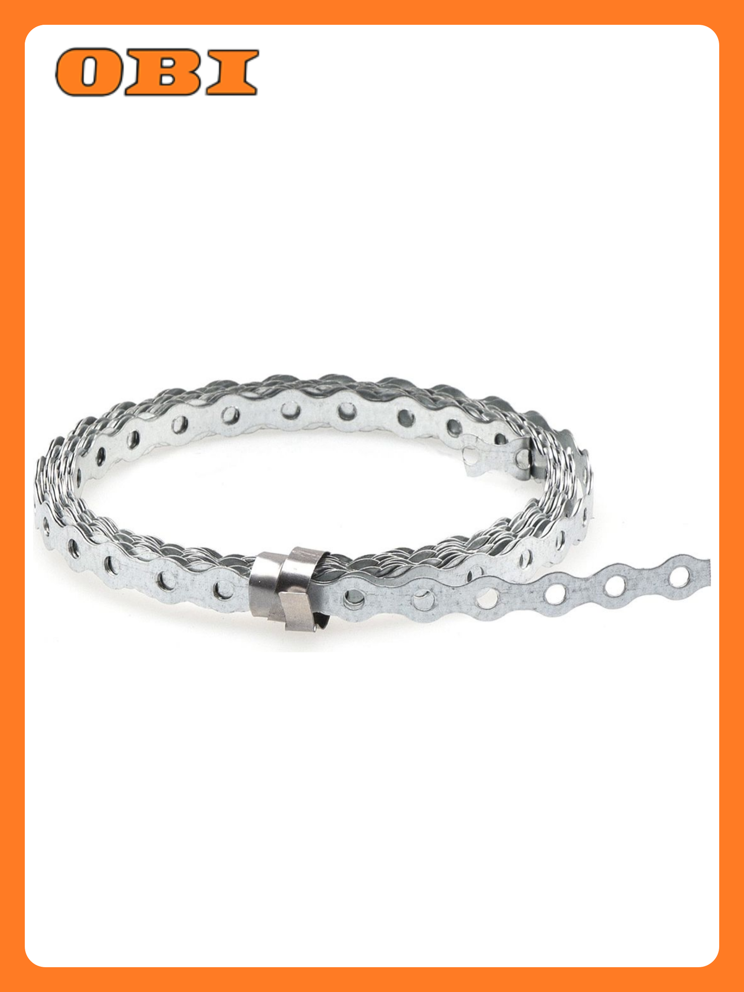 Лента монтажная Стройбат, оцинкованная сталь, волнистая кромка, серебристая, 5000x12x0,55мм