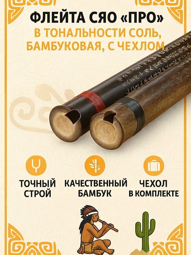 Флейта Сяо Про в тональности Соль, бамбуковая, с чехлом