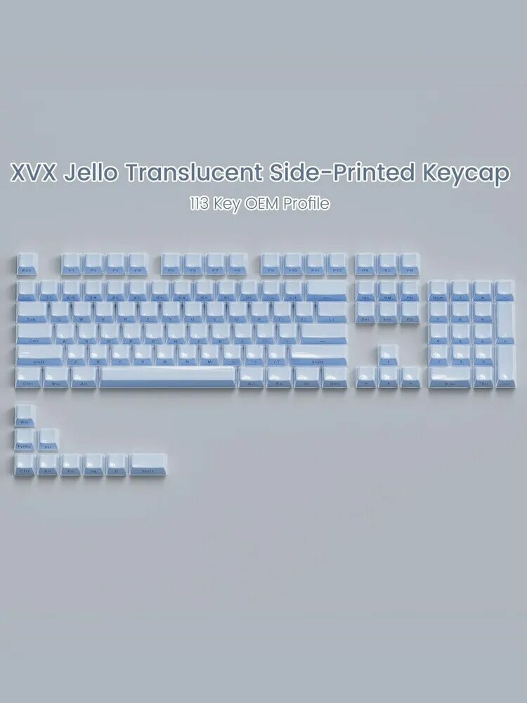 Кейкапы для механической клавиатуры Crystal Jelly, Blue, OEM, Double Shot