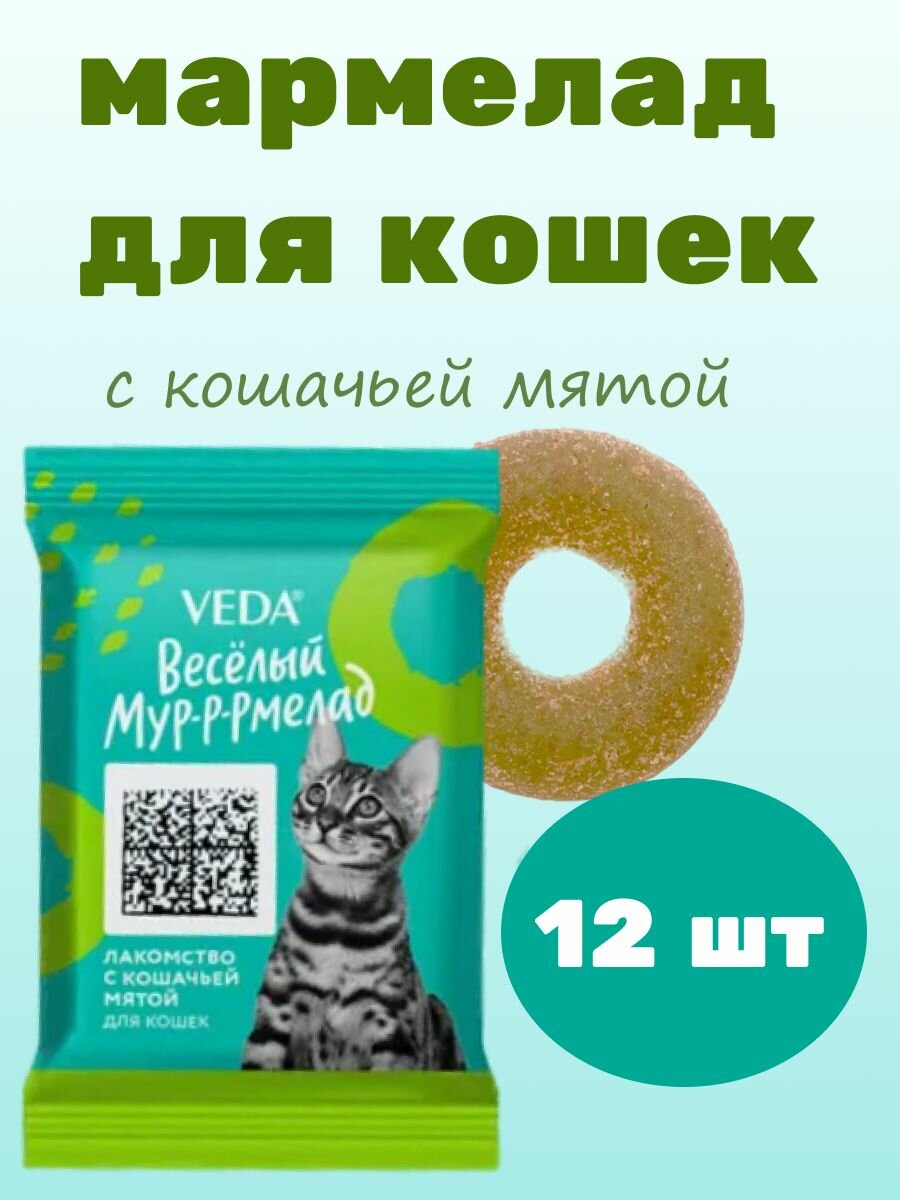 Лакомства VEDA Веселый мур-р-рмелад с кошачьей мятой для кошек 6г (12 штук)