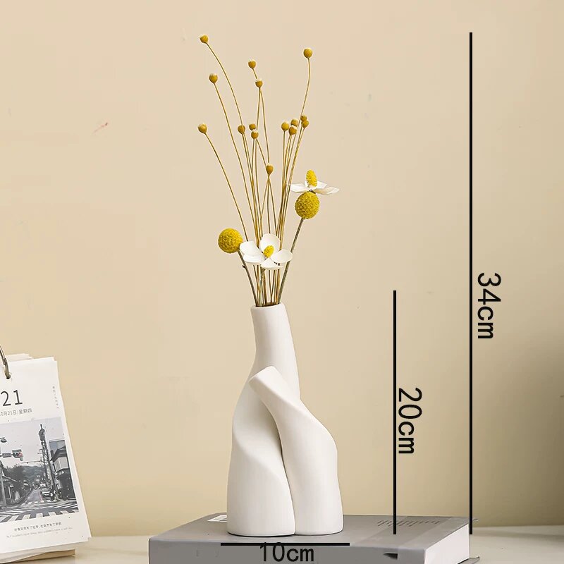 Скандинавские керамические вазы в комплекте, белые, простые и элитные, для сухоцветов, декор для тумбы под телевизор,