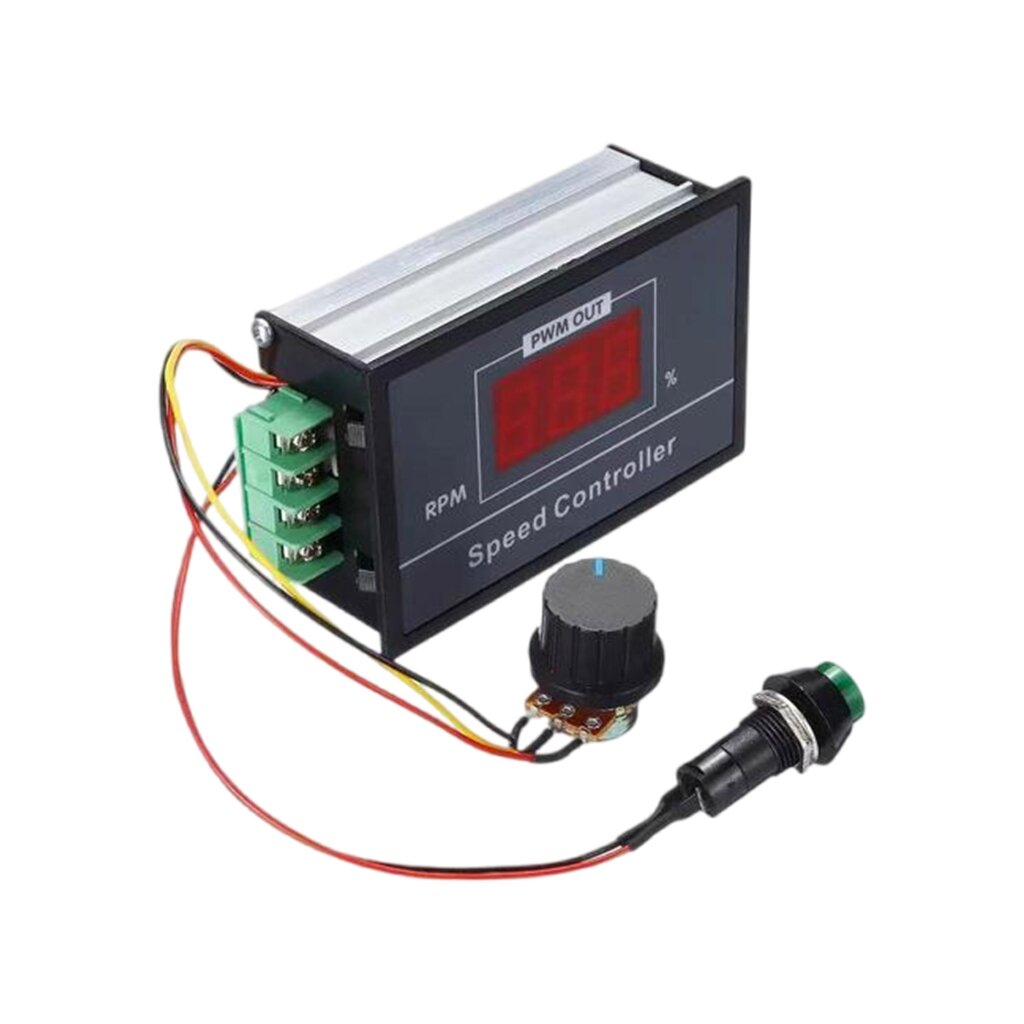 Цифровой PWM контроллер скорости мотора 6-60В с потенциометром и кнопками запуска/остановки