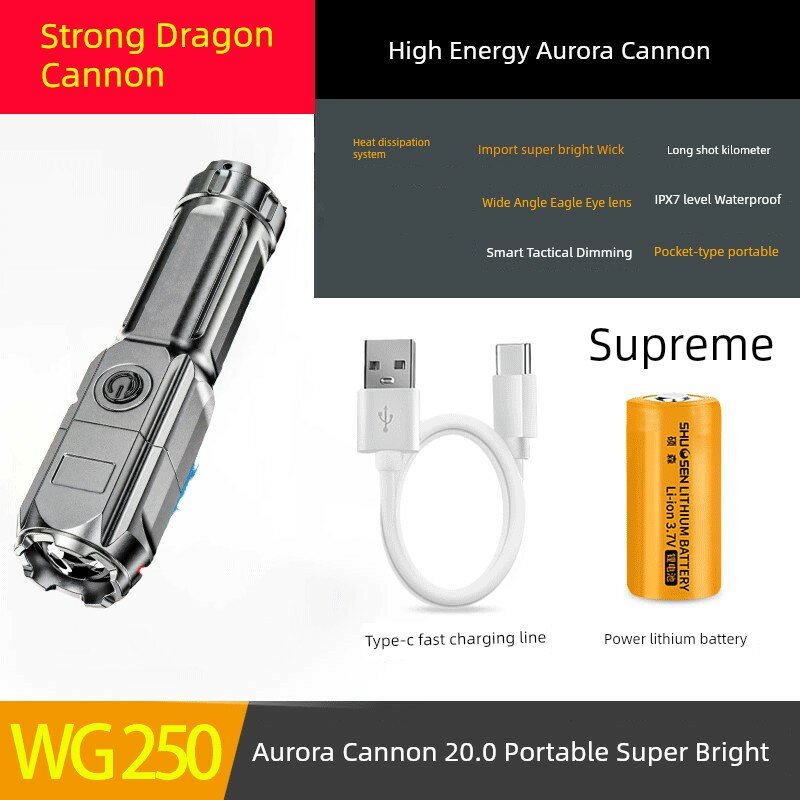 Суперяркий фонарь, мощный свет, перезаряжаемый, уличный лазерный, бытовой, маленький, миниатюрный, портативный,