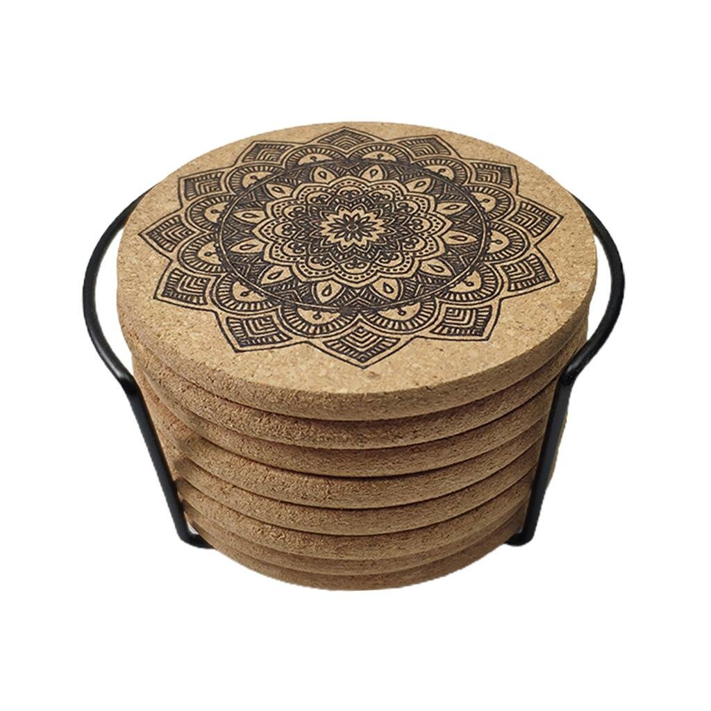 Мандала круглые подставки под стаканы с держателем, 100x7 мм