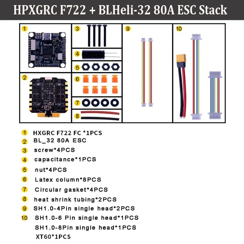 HawkSpeed HPXGRC F722 контроллер полета F722 BL32 80A Stack
