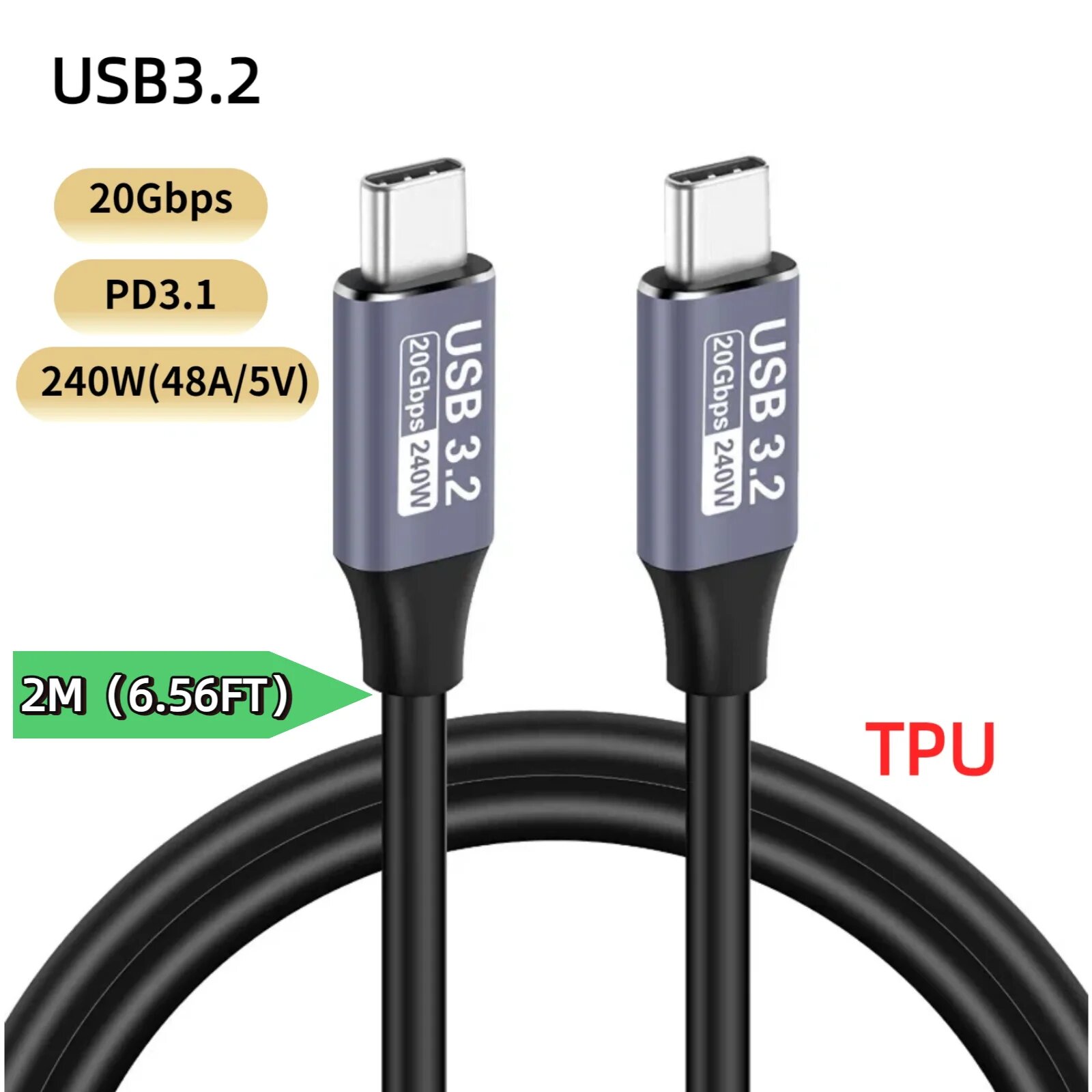 Lmcnzz Thunderbolt4 кабель USB4 Type-C 40 Гбит/с 1074-2M M-M 20Gbps