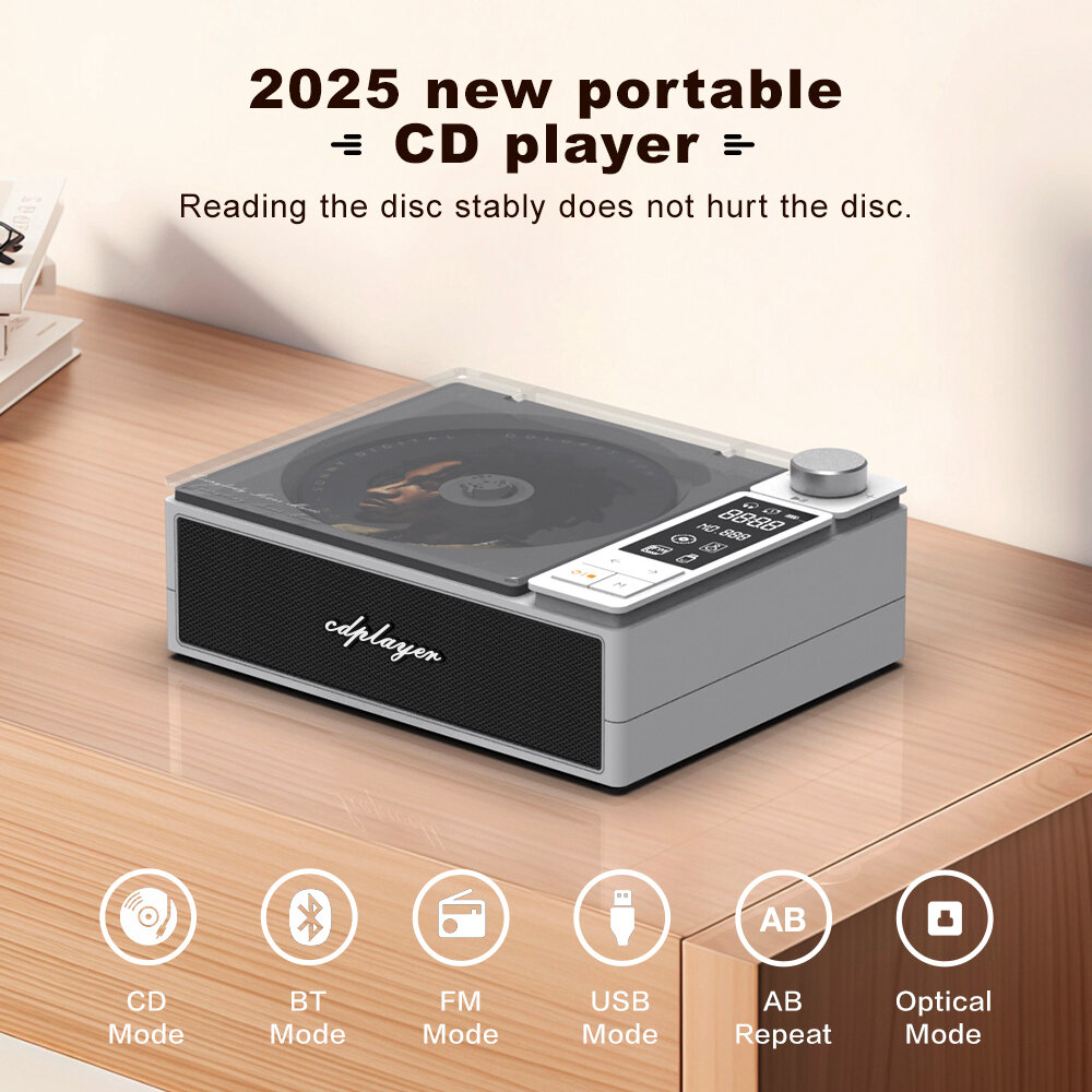 Leapwell HiFi CD-Проигрыватель, FM-радио, Блютуз-колонка , пульт, Встроенная батарейка