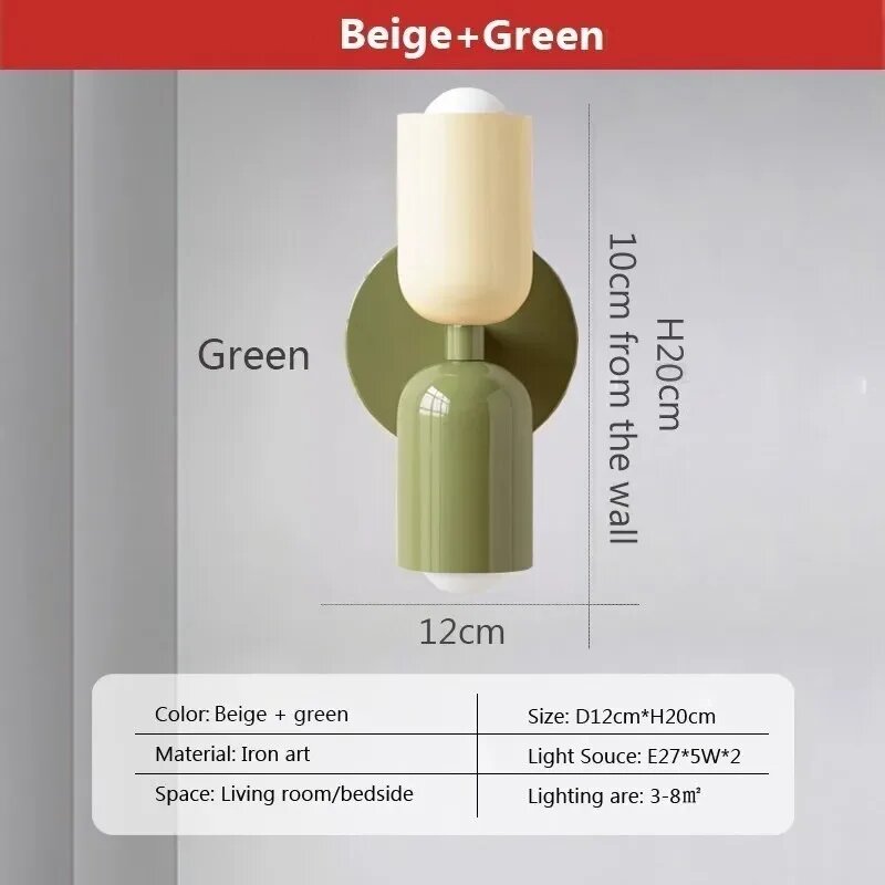 Настенная лампа DARHYN, розового цвета, металлическая, 5Вт Зеленый, PL805 Beige Green G