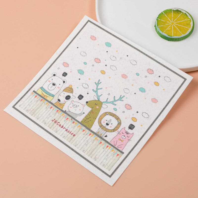 Древесная масса Хлопковая тряпка Мультяшная кухня Маслостойкий абсорбент Обеззараживающая салфетка для очистки Протрите