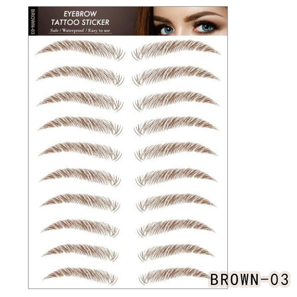 6D Eyebrow Tattoos Stickers Eyebrow Water Transfers Stickers Hair-Like Waterproof Eyebrow Stickers для укладки и формирования бровей Различные стили для женщин и девушек, Black-01, Black-02, Black-03, Black-04, Black-05, Black-06, Black-07, Black-08,