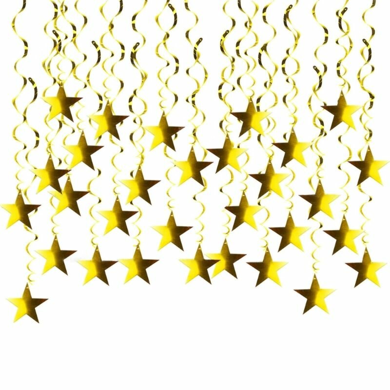 Золотая спиральная подвеска в виде пятиконечной звезды- 30 штук