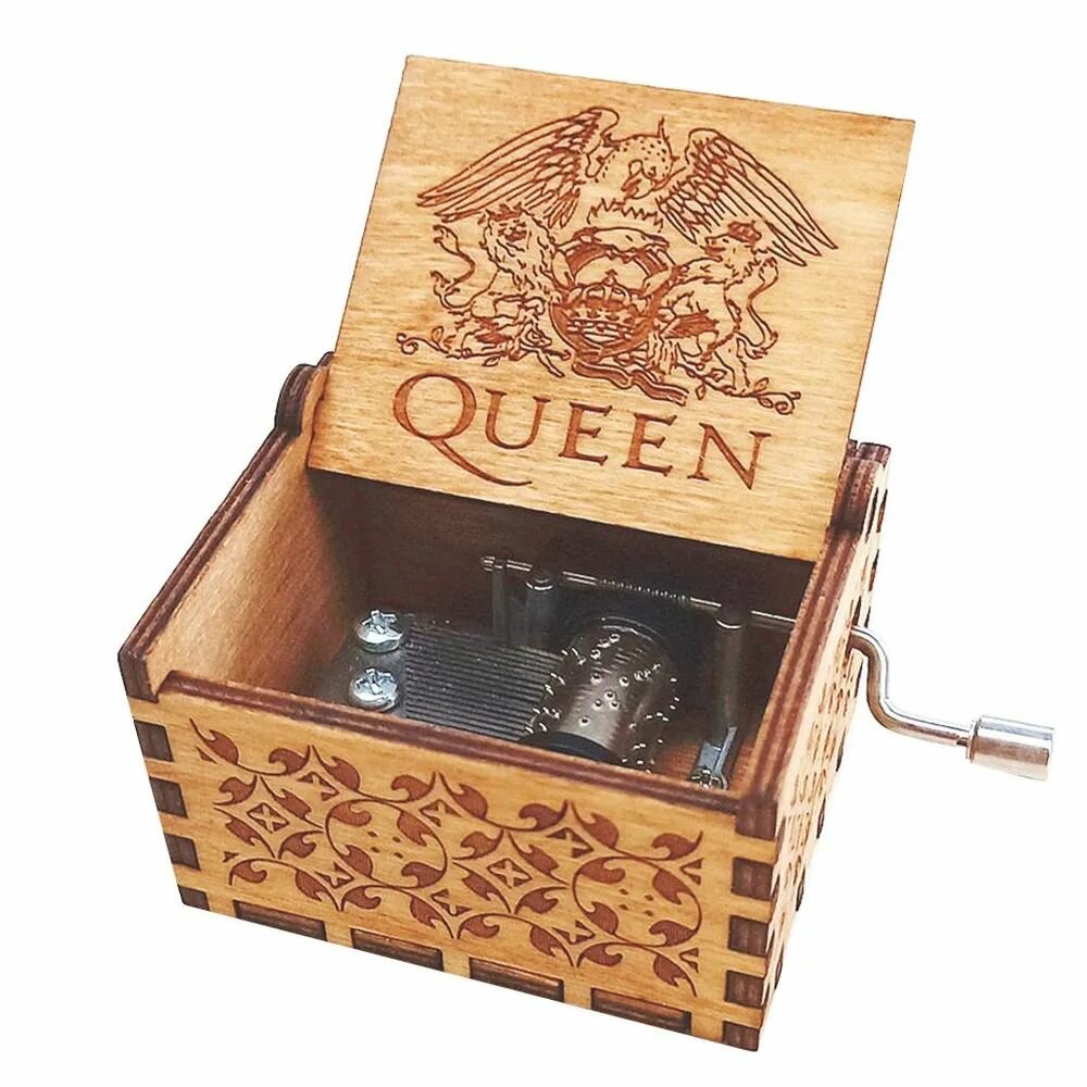 Классическая резная музыкальная шкатулка Queen с ручным заводом