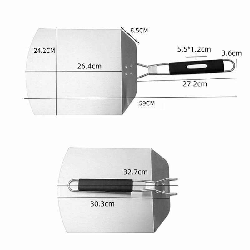 Лопатка для пиццы из нержавеющей стали 430 с резиновой пластиковой ручкой, инструмент для переноски пиццы, очень большая квадратная складная лопатка для пиццы, производитель на заказ