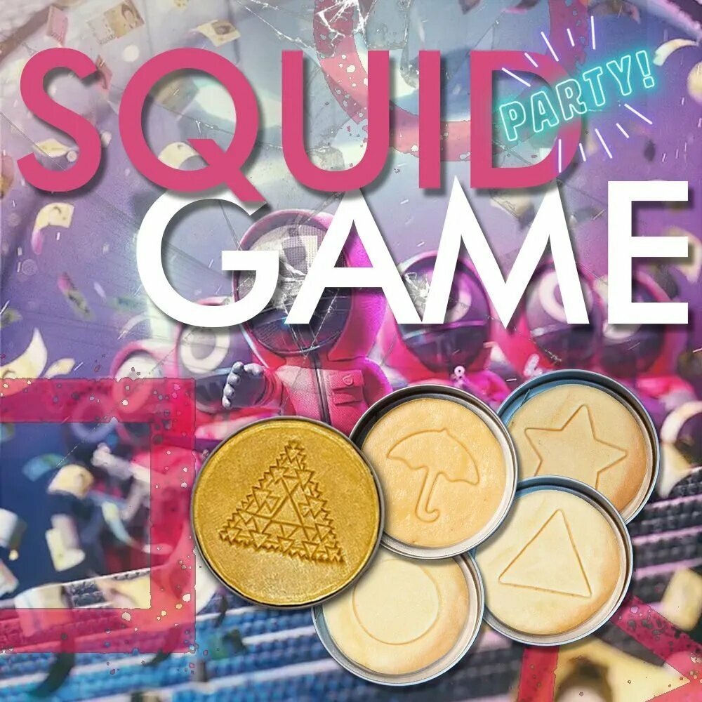 Квест-игра подарочная "Игра в кальмара" с железной коробкой и иглой, набор печенек дальгона для вечеринок и компании-0722