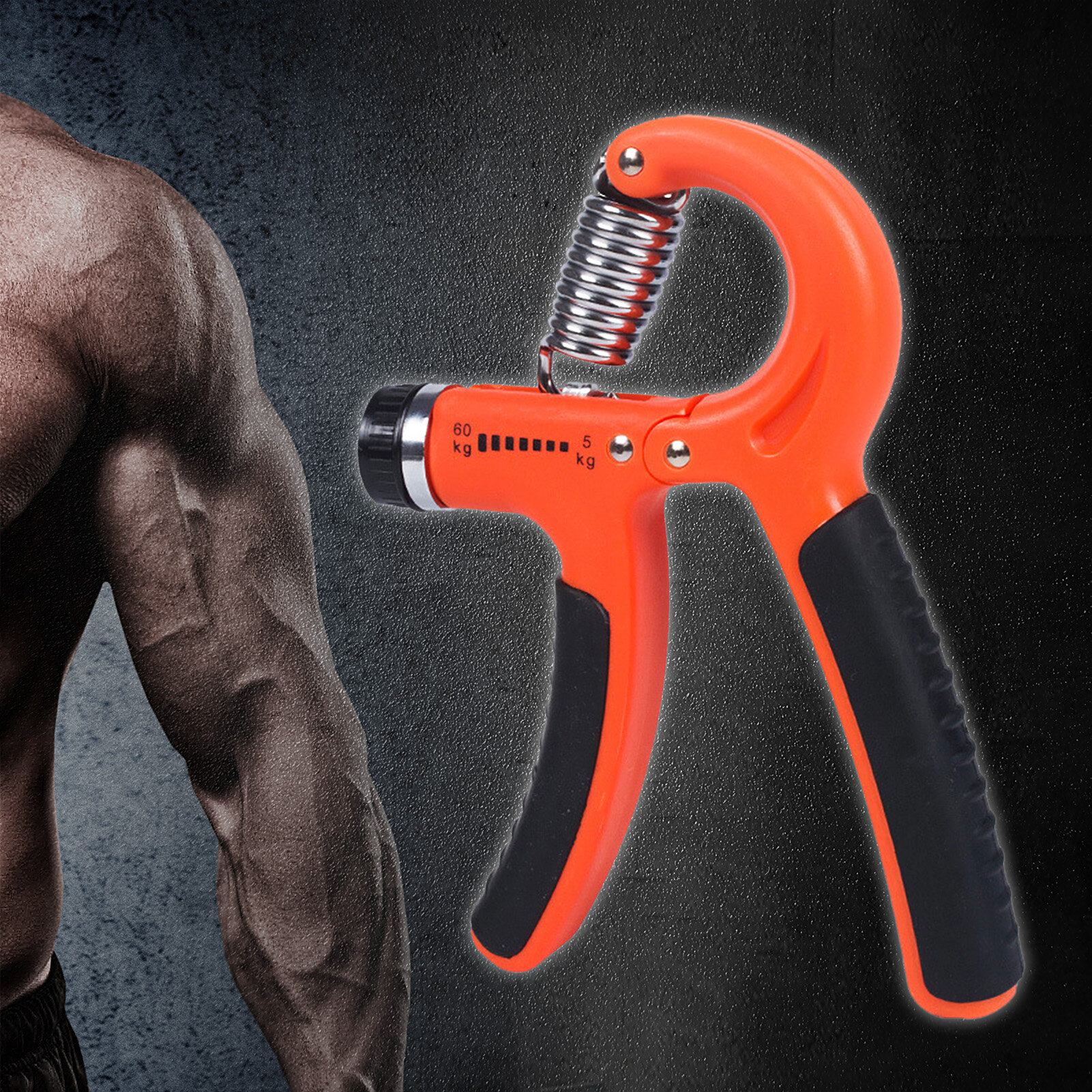 Тренажер для силы хвата, регулируемый 11-132 фунтов, тренировка запястья, предплечья, пальцев, домашний тренажерный зал, портативный эспандер для рук, оранжевый
