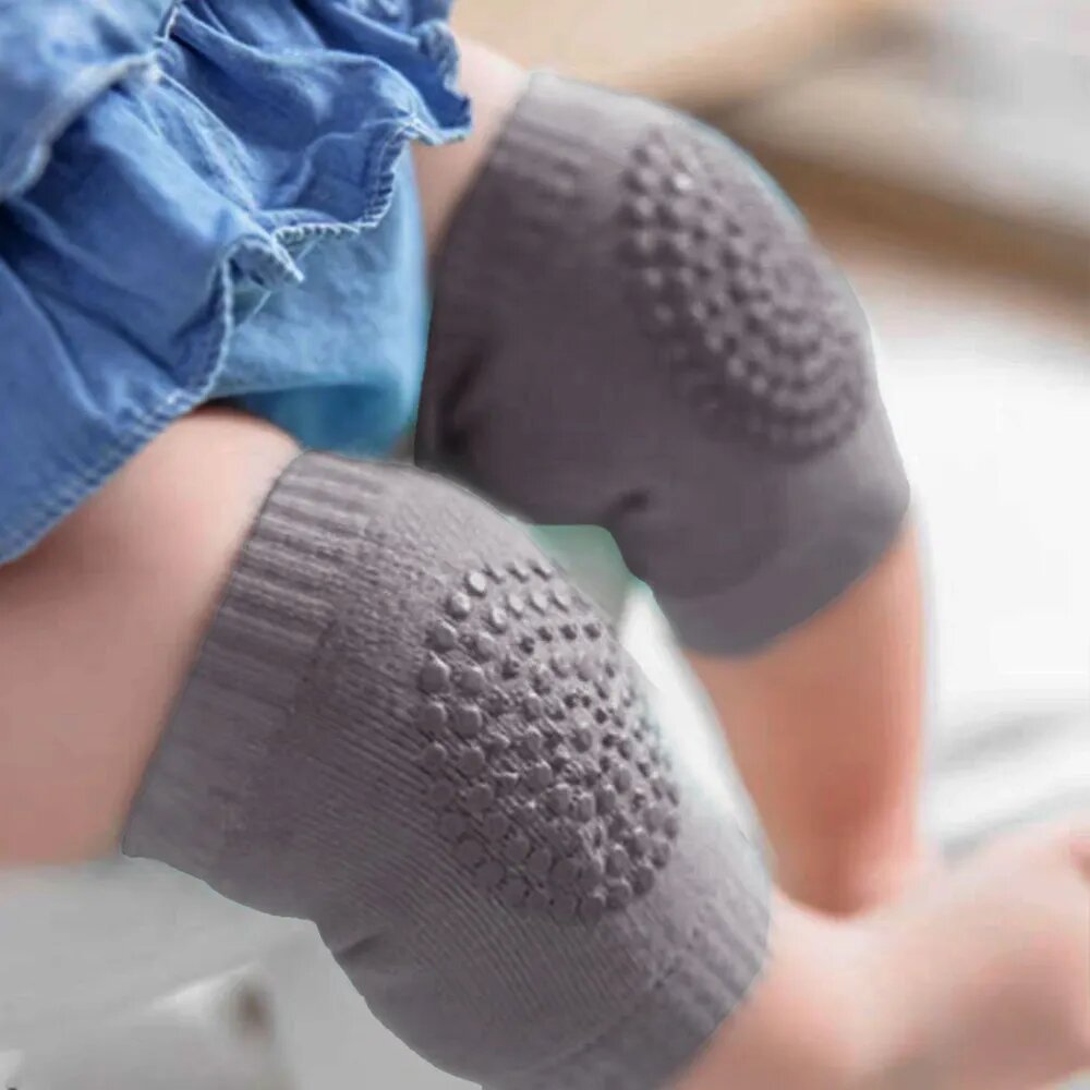 Наколенники детские, нескользящие, хлопок, серые, для ползания