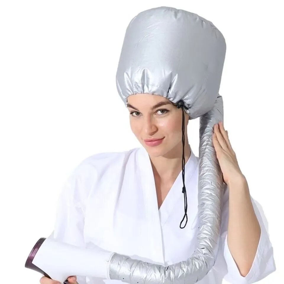 Термошапка/Сушуар климазон для салонного уход дома/Насадка на фен для быстрой сушки, укладки, ламинирования волос, цвет серебристый