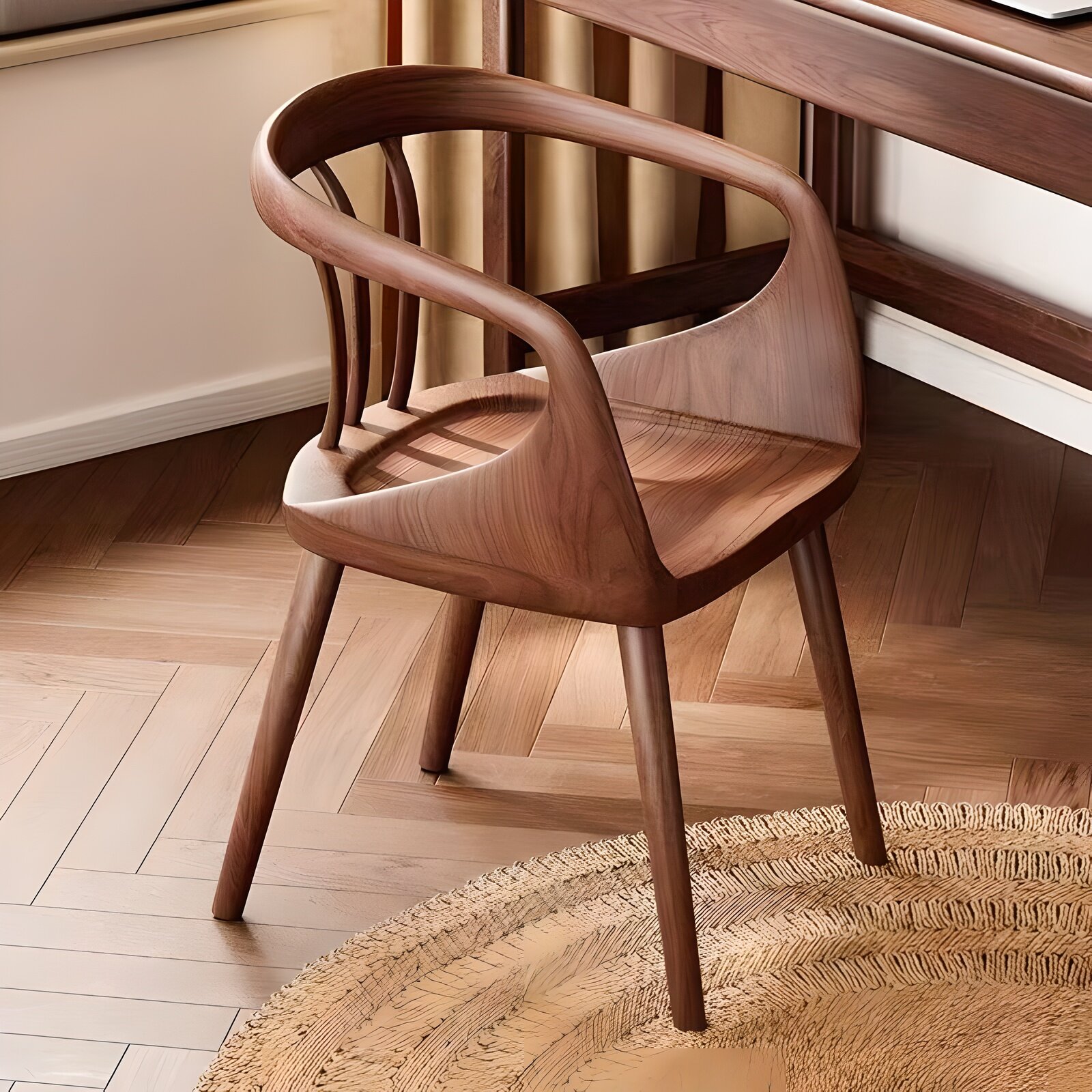 Стул, массив дерева, офисный, с подлокотниками, ретро-дизайн, цвет грецкого ореха U718, 48х45х78см